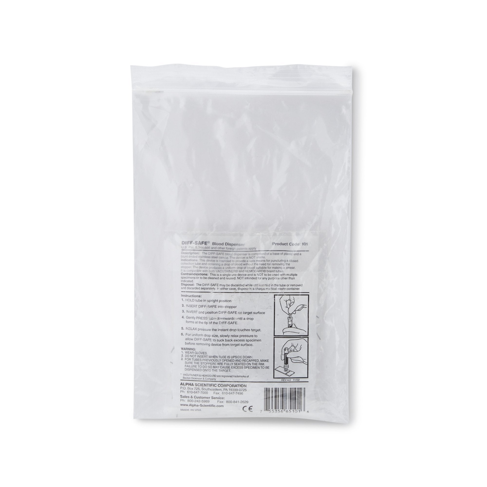 Alpha Scientific Diff-Safe - Blood Dispenser DIFF-SAFE 21 Gauge X 1/2 ...