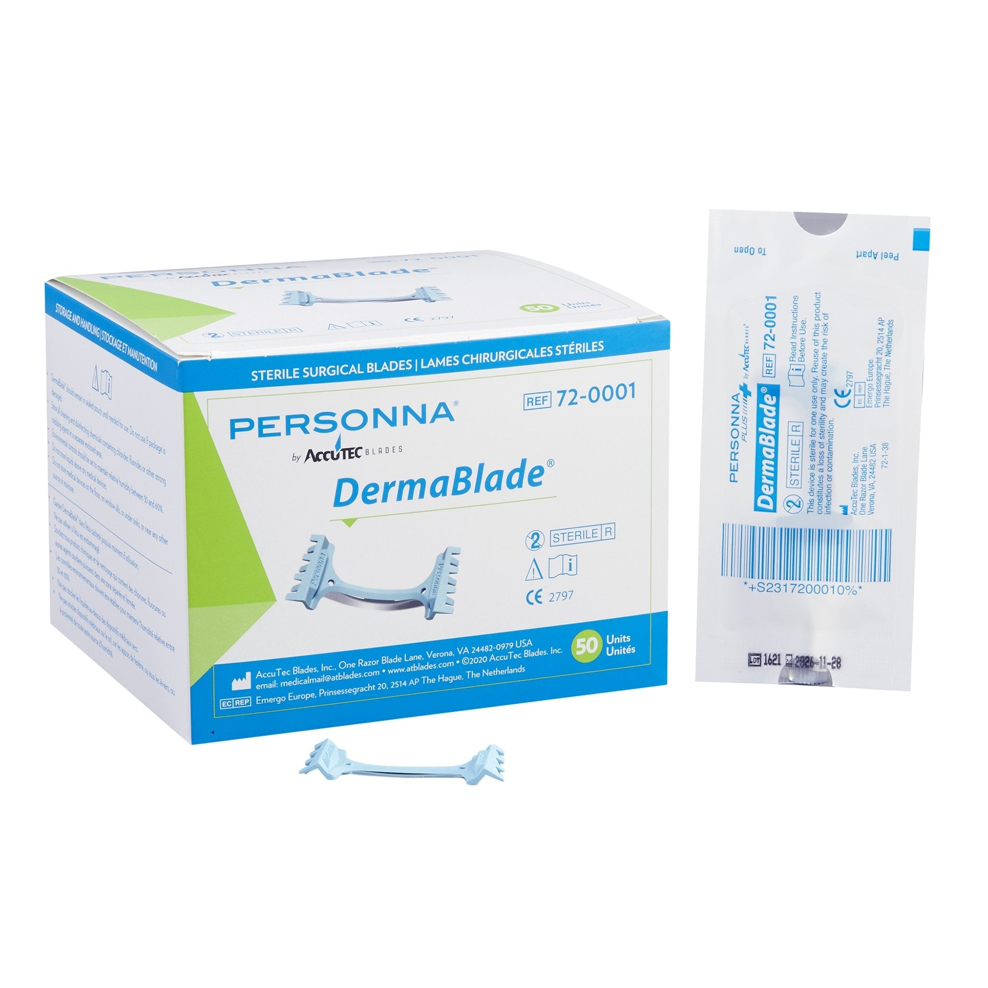 AccuTec Blades DermaBlade Shave Biopsy Instrument Coated Stainless Ste ...