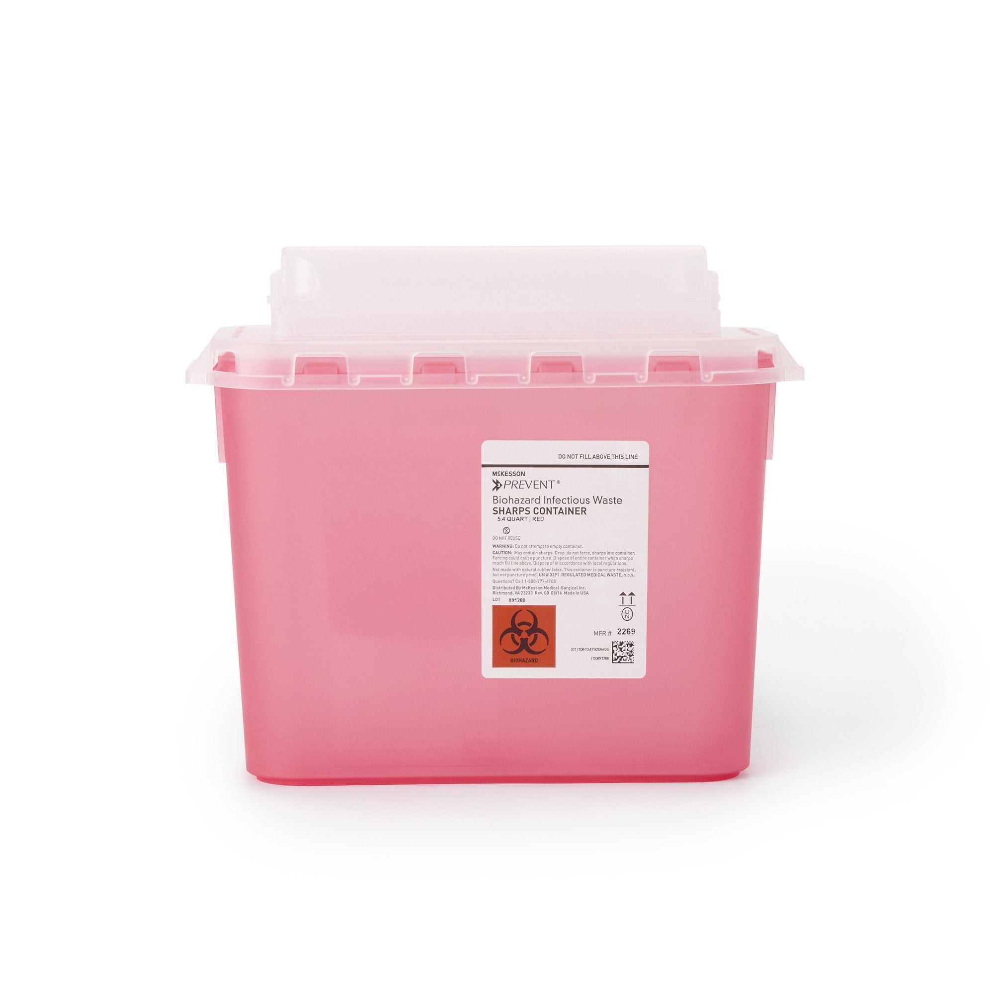McKesson Prevent - Sharps Container 11 H X 12 W X 4-3/4 D Inch 5.4 Qua ...
