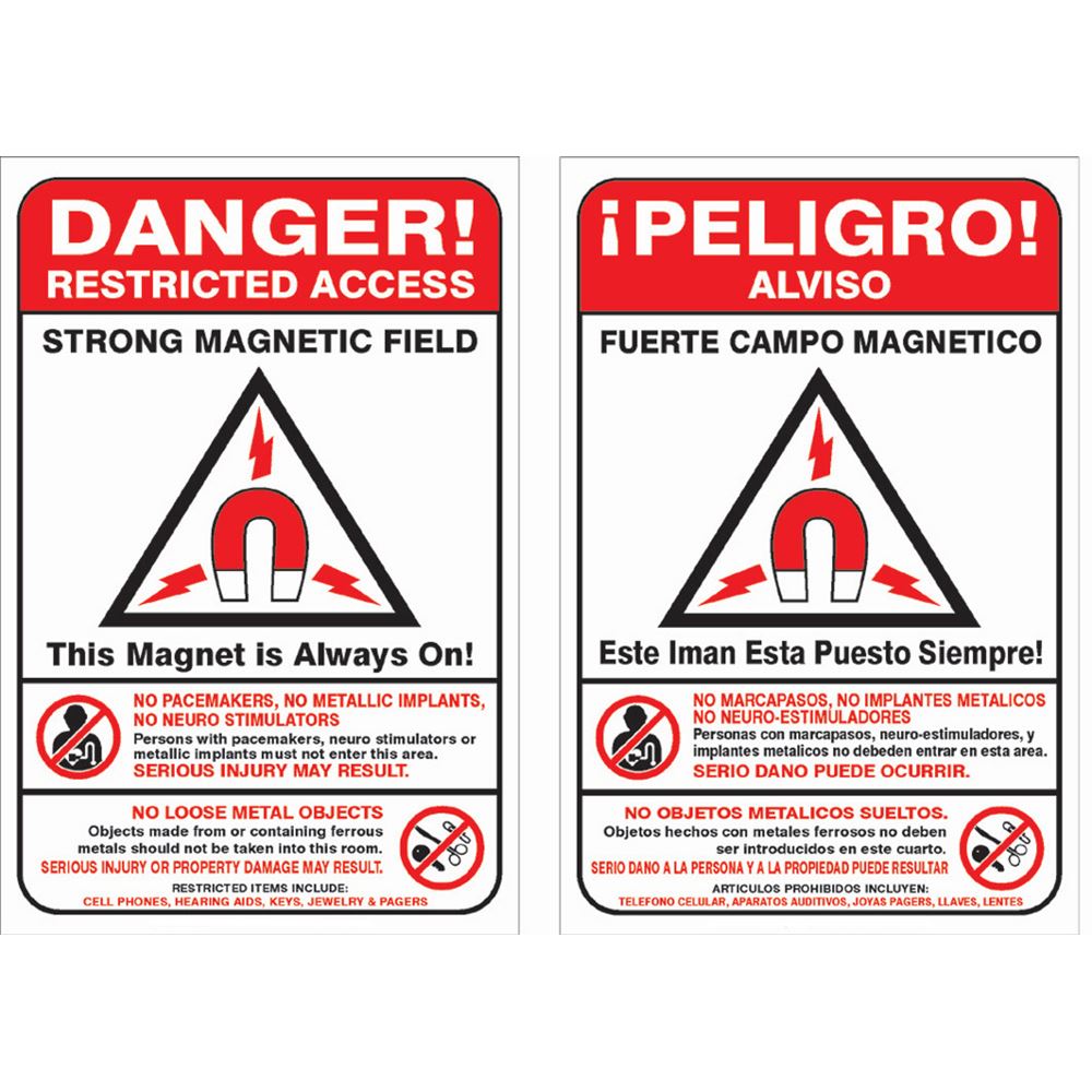 Alimed MRI Warning Wall Signs MRI Warning Sign, English, 12"W x 18"L ...