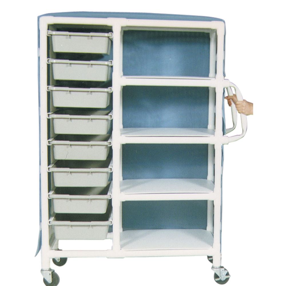 MRI PVC 8-Drawer Storage Cart MRI Cart, 8 Drawer, 4 Shelves, Mesh Fabr ...