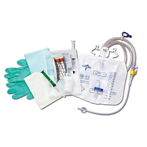 Medline 100% Silicone 2-Layer Foley Catheter Tray with Drain Bag - 2-L ...