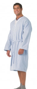 Medline Patient Robes - Plisse Patient Robe, Blue and White Striped, S ...