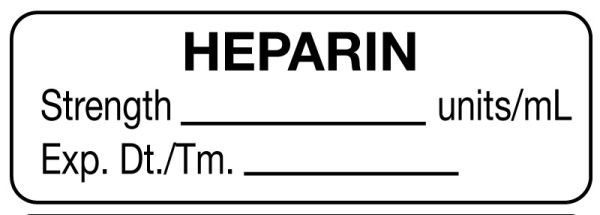 Medical Use Labels - Anesthesia Label, Heparin Units/mL, 1-1/2" x 1/2 ...