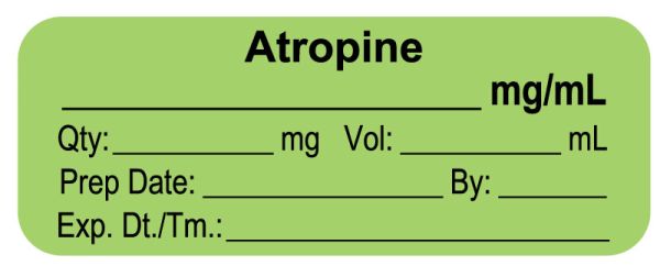 Medical Use Labels - Anesthesia Label, Atropine, 2" x 3/4" | Devine Express