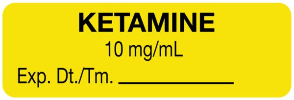 Medical Use Labels - Anesthesia Label, Ketamine 10mg/mL, 1-1/2" x 1/2 ...