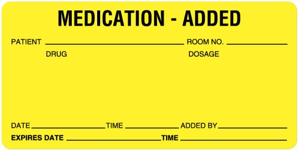 Medical Use Labels - IV Medication Added Label, 4" x 2" | Devine Express