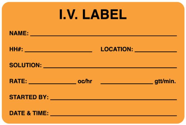 Medical Use Labels - Fluorescent Orange IV Medication Added Label, 3 ...
