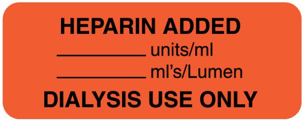 Medical Use Labels - HEPARIN ADDED__UNITS/M, Line Identification Label ...
