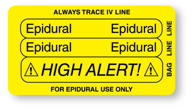 Medical Use Labels - EPIDURAL, Piggyback Line Identification Label, 3 ...