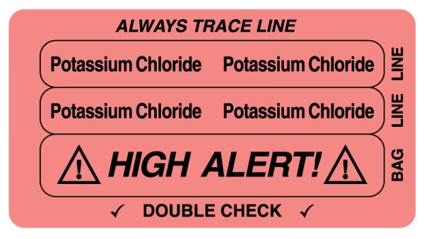 Medical Use Labels - POTASSIUM CHLORIDE, Piggyback Line Identification ...
