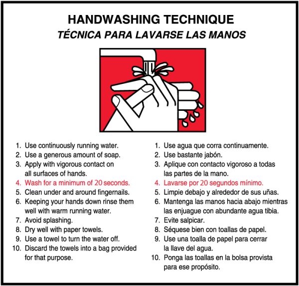 Medical Use Labels - Hand Washing Technique Labels, 6" x 6" | Devine ...