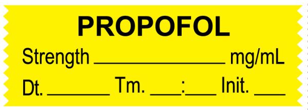 Medical Use Labels - Anesthesia Tape, Propofol mg/mL, Date Time Initia ...