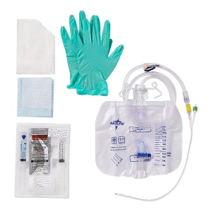 Medline 100% Silicone 2-Layer Foley Catheter Tray with Drain Bag - 2-L ...