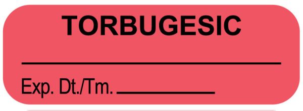 Medical Use Labels - Anesthesia Label, Torbugesic, 1-1/2" x 1/2 ...