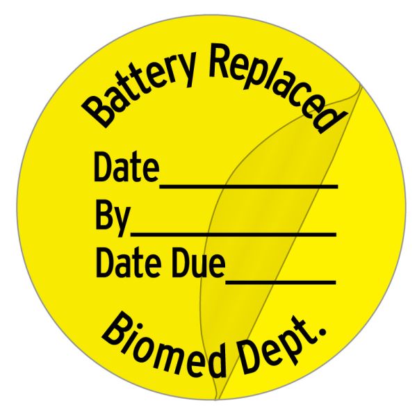 Medical Use Labels - Battery Replaced Label,1" dia | Devine Express