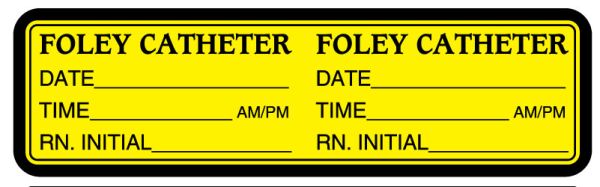 Medical Use Labels - FOLEY CATHETER, 3" x 7/8" | Devine Express