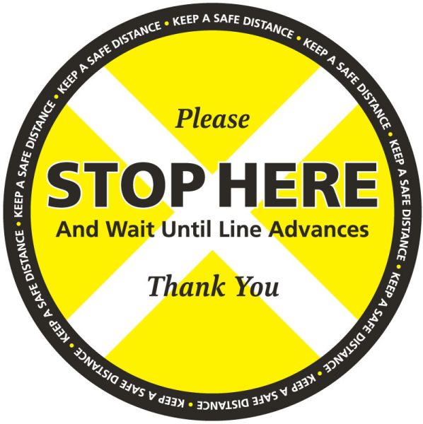 Medical Use Labels - KEEP SAFE DISTANCE Floor Label, 17" Dia | Devine ...