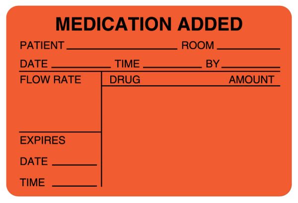Medical Use Labels - IV Medication Added Label, 3" x 2" | Devine Express