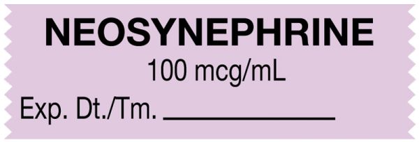 Medical Use Labels - Anesthesia Tape, Neosynephrine 100 mcg/mL, 1-1/2 ...